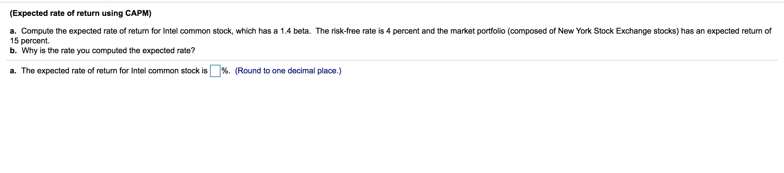 Solved (Expected rate of return using CAPM) a. Compute the | Chegg.com