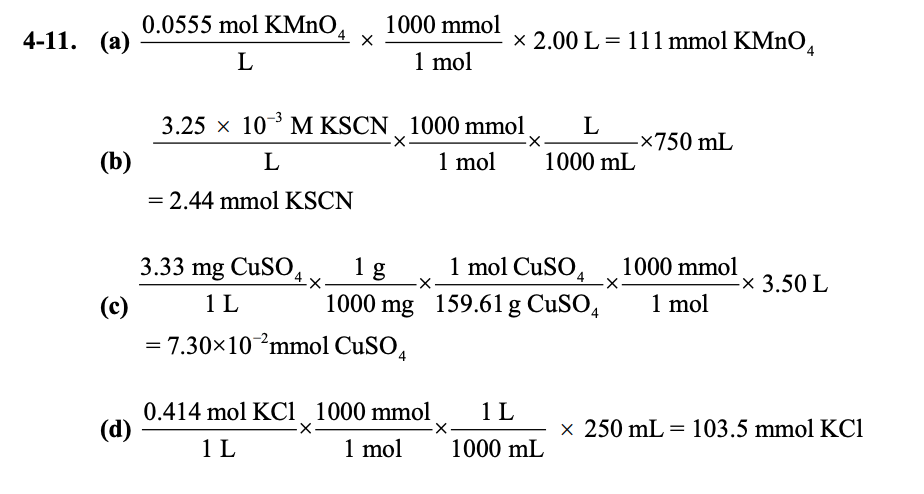 Solved 4.1 Do math problems: (a) The millimole is an amount | Chegg.com