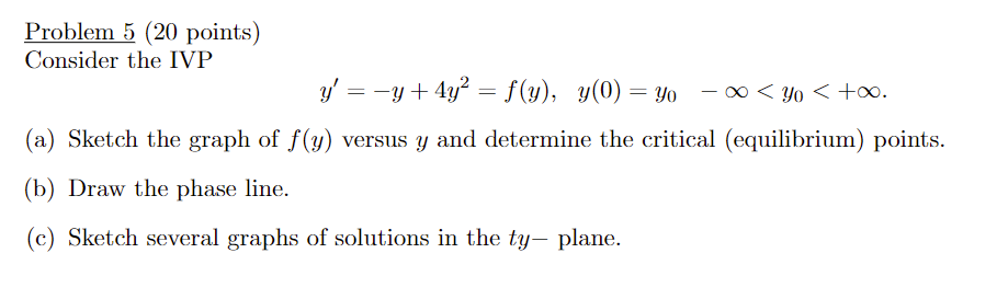 Solved Problem 5 (20 points) Consider the IVP | Chegg.com