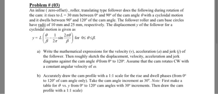 Solved Problem # (03) An inline (zero-offset), roller, | Chegg.com