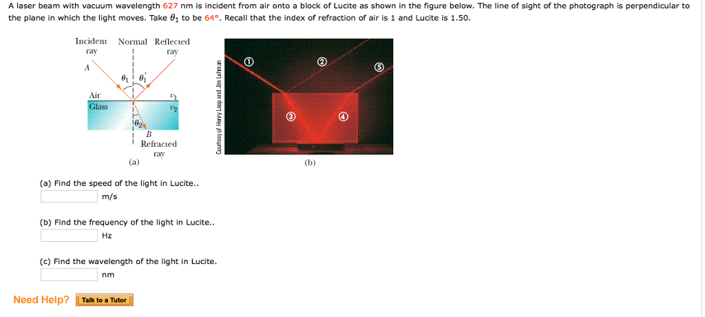 Solved A laser beam with vacuum wavelength 627 nm is | Chegg.com