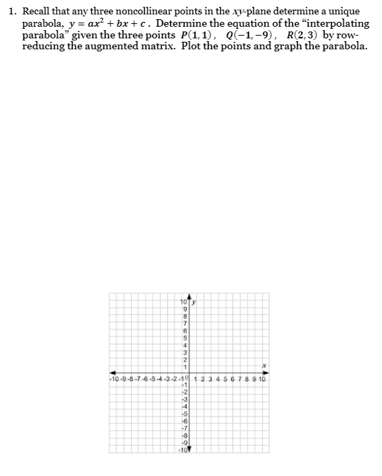 Solved 1. Recall that any three noncollinear points in the | Chegg.com