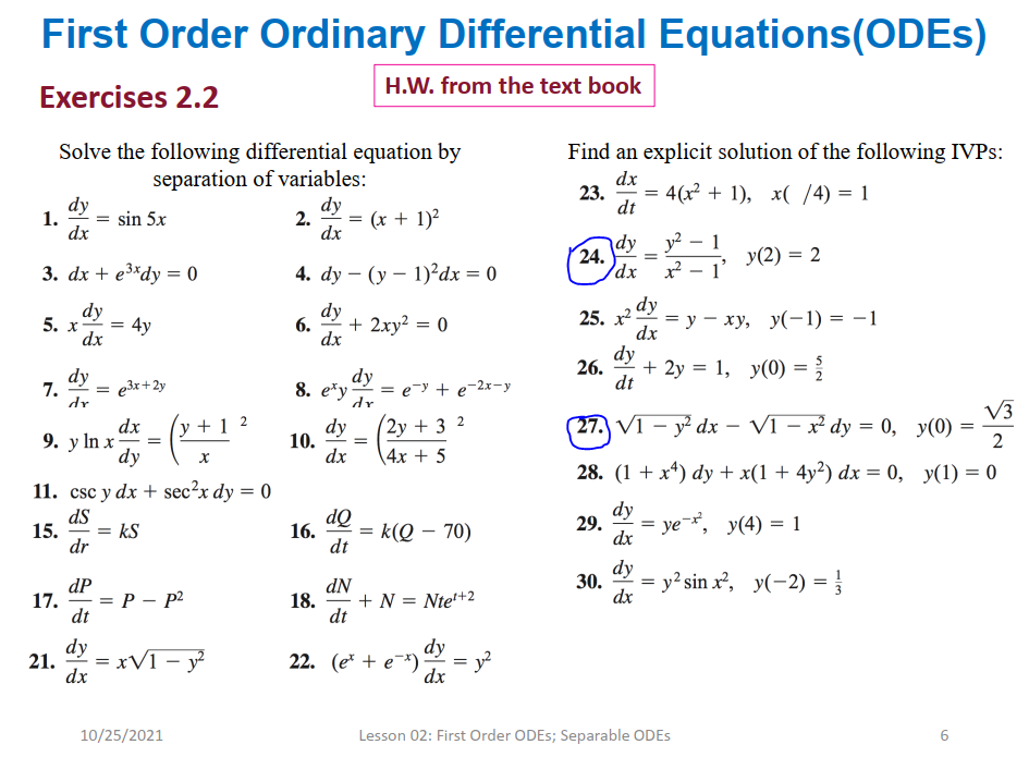 Solved First Order Ordinary Differential Equations(ODES) | Chegg.com