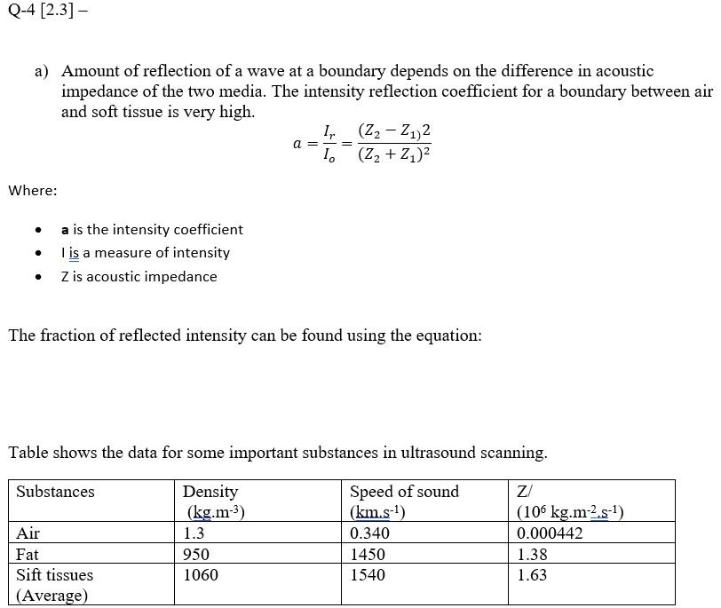 Solved Q-4 [2.3] - a) Amount of reflection of a wave at a | Chegg.com