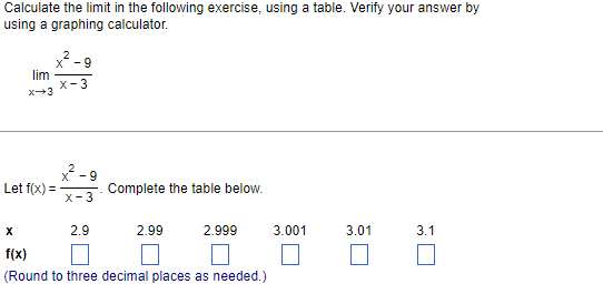 Solved Calculate the limit in the following exercise, using | Chegg.com