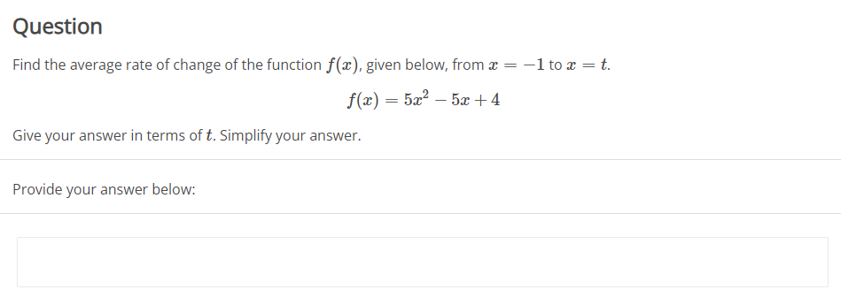 Solved Find the average rate of change of the function f(x), | Chegg.com