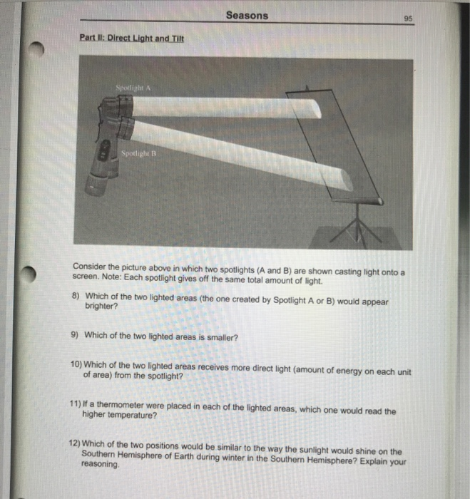 Solved Seasons 95 Part II: Direct Light and Tilt Spotlight A | Chegg.com