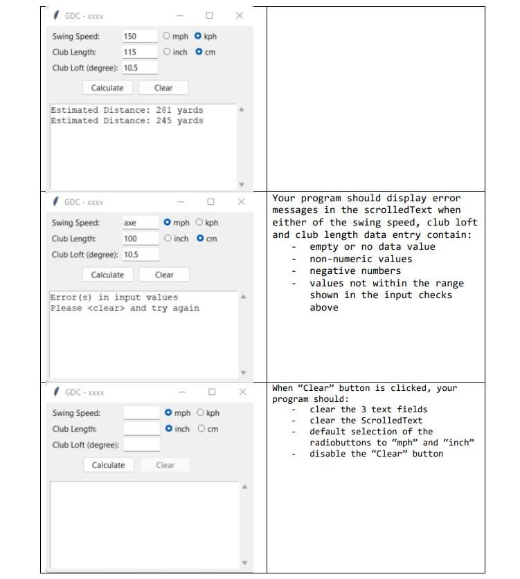 Solved Develop and implement the GDC GUI application as | Chegg.com