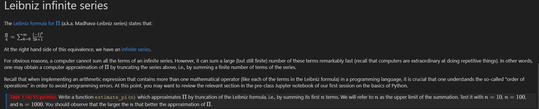 Solved Leıbnız intinıte series The Leibniz formula for Π | Chegg.com