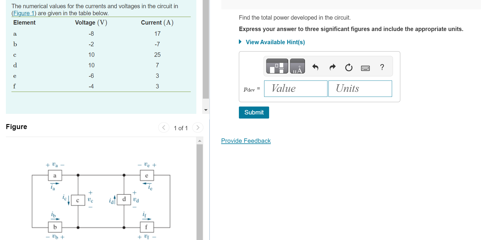 Solved Find the total power developed in the circuit.Express | Chegg.com