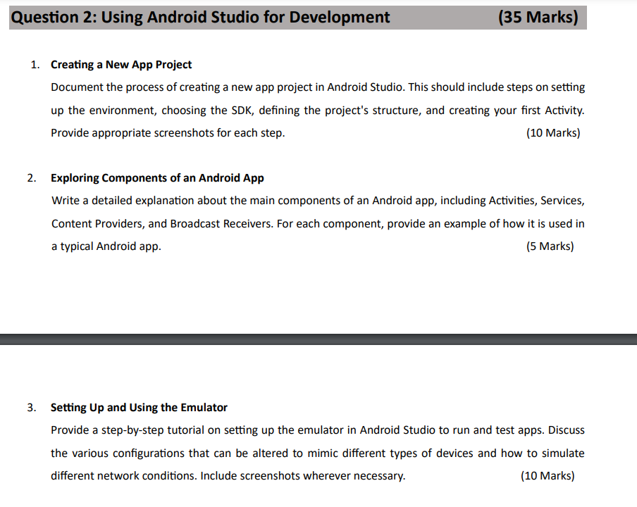 Solved 1. Creating a New App Project Document the process of | Chegg.com