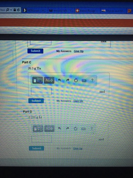 Solved ten p a C Submit My Answers Give Up Part C 26.3 gTa | Chegg.com