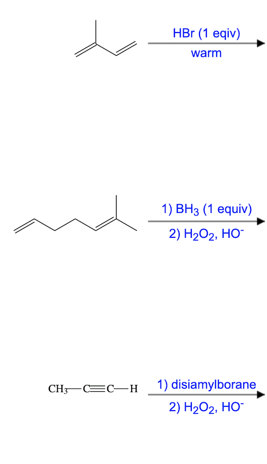 Solved warm HBr (1 eqiv) CH3−C≡C−H 1) disiamylborane 2) | Chegg.com