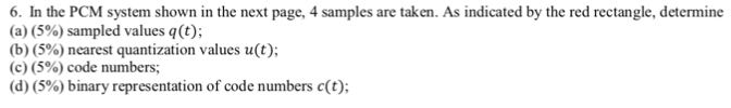 Solved 6. In the PCM system shown in the next page, 4 | Chegg.com