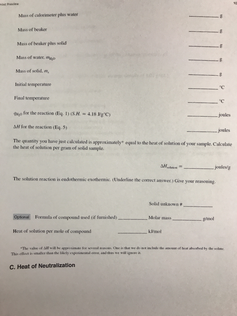 Post-Lab Material Experiment 14 Data and | Chegg.com
