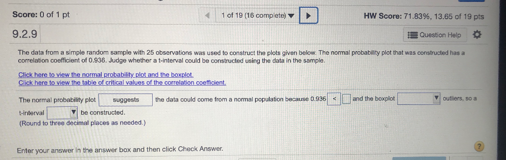 Solved Score 0 Of 1 Pt 1 Of 19 16 Complete Hw Score