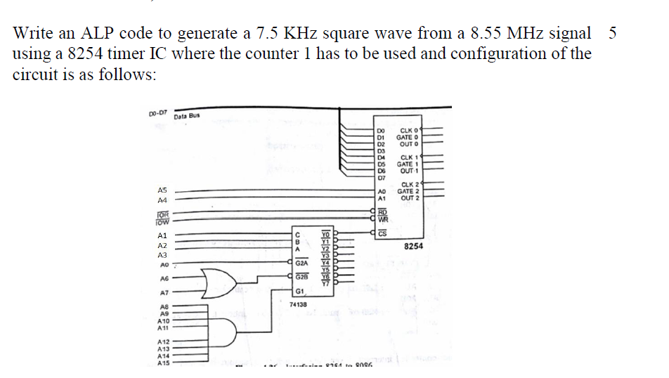 Solved Write an ALP code to generate a 7.5 KHz square wave | Chegg.com