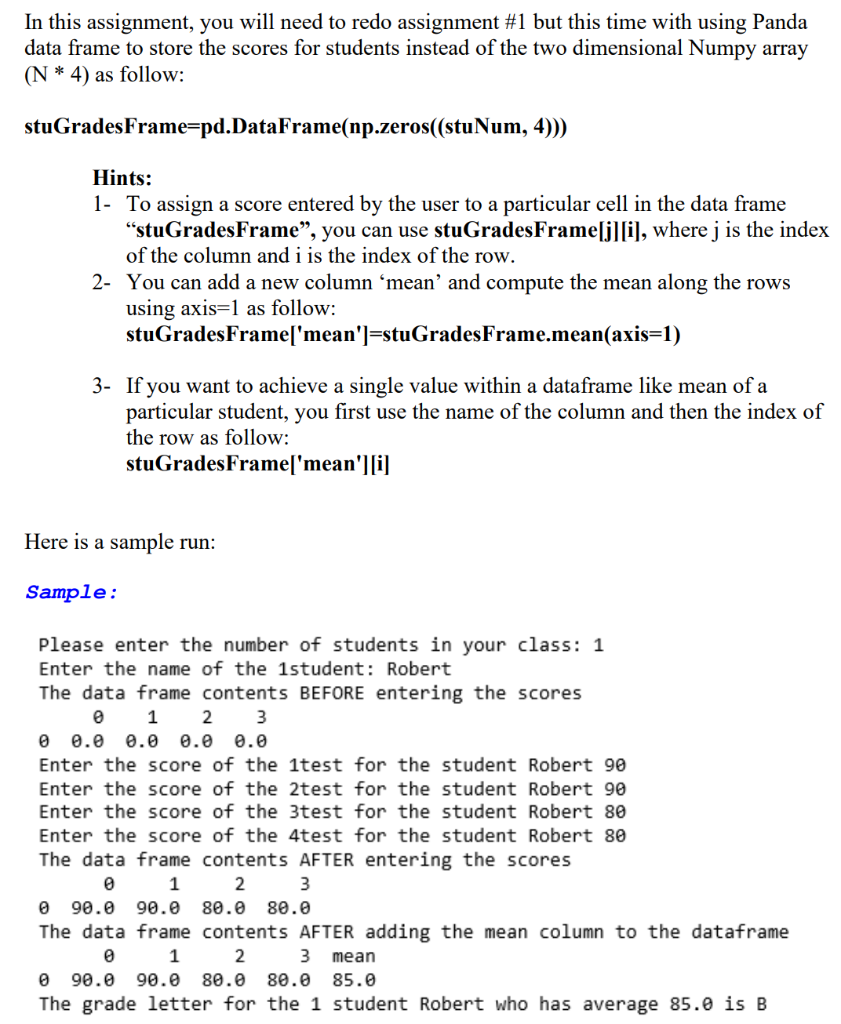 In this assignment, you will need to redo assignment | Chegg.com