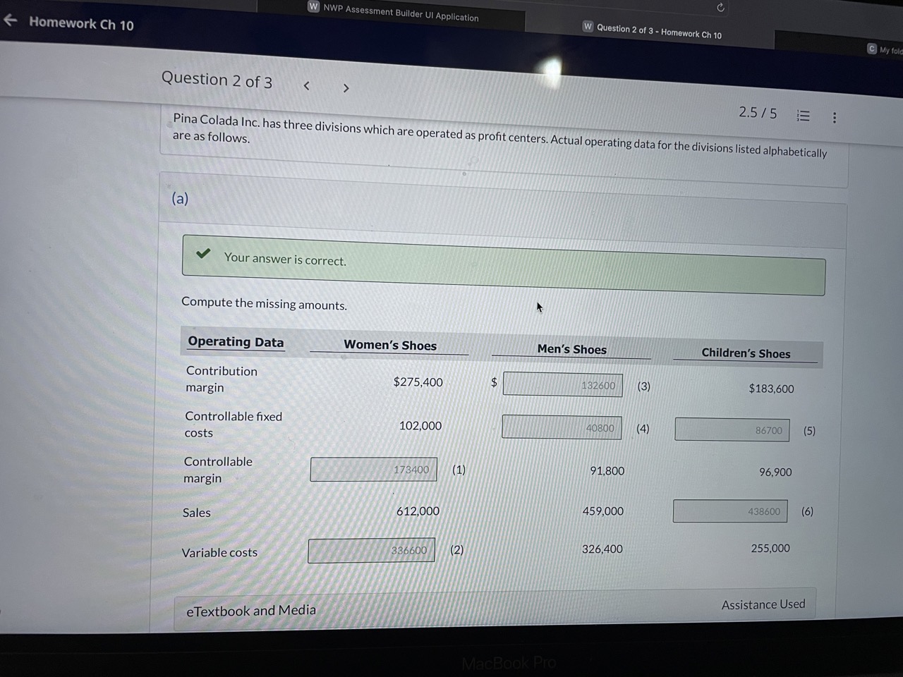 Question 2 of 3 \\( 2.5 / 5 \\quad \\) ! eTextbook | Chegg.com
