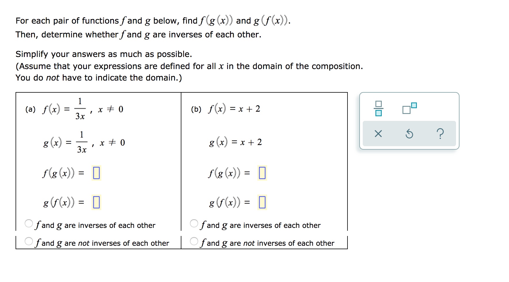 Solved For Each Pair Of Functions Fand G Below Find F G