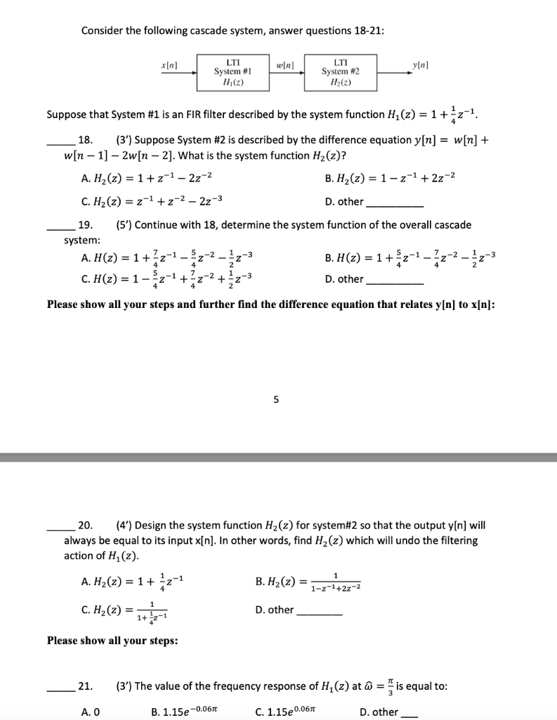 Solved Consider the following cascade system, answer | Chegg.com