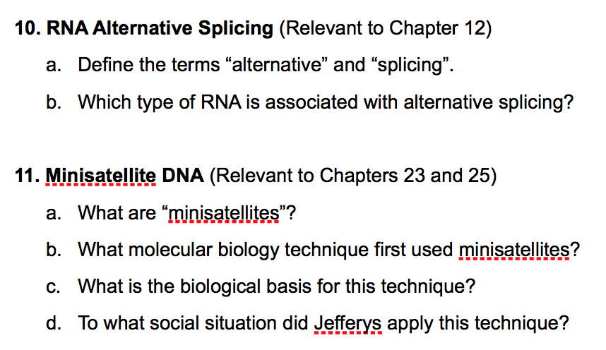 Solved 10. RNA Alternative Splicing (Relevant to Chapter 12) | Chegg.com