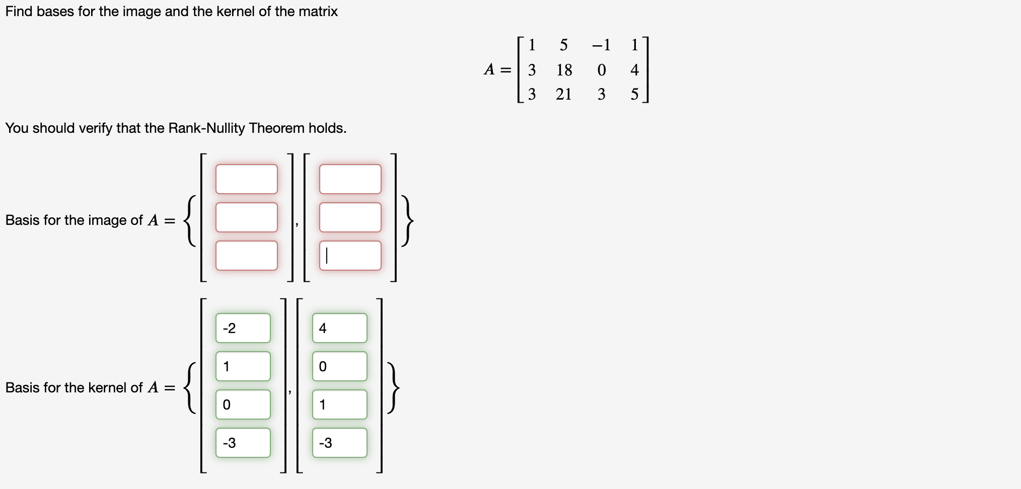 Solved Find bases for the image and the kernel of the matrix | Chegg.com