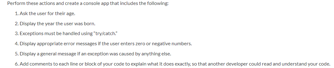 Solved Perform these actions and create a console app that | Chegg.com