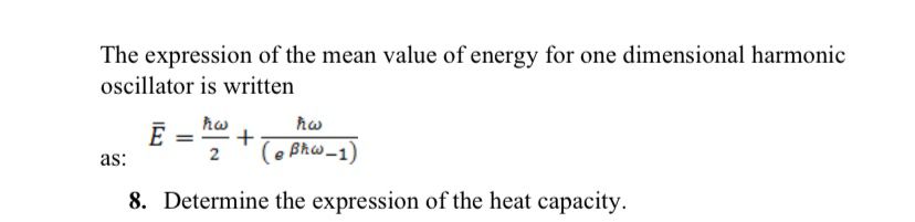 Solved The expression of the mean value of energy for one | Chegg.com