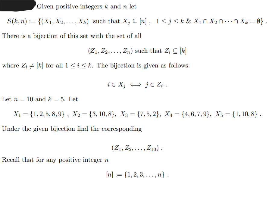 Solved Given positive integers k and n let | Chegg.com