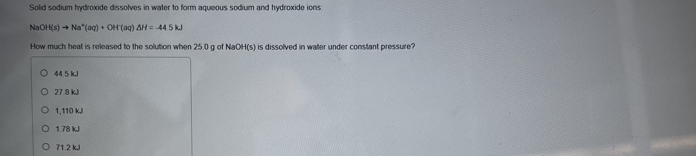 Solved Solid sodium hydroxide dissolves in water to form | Chegg.com