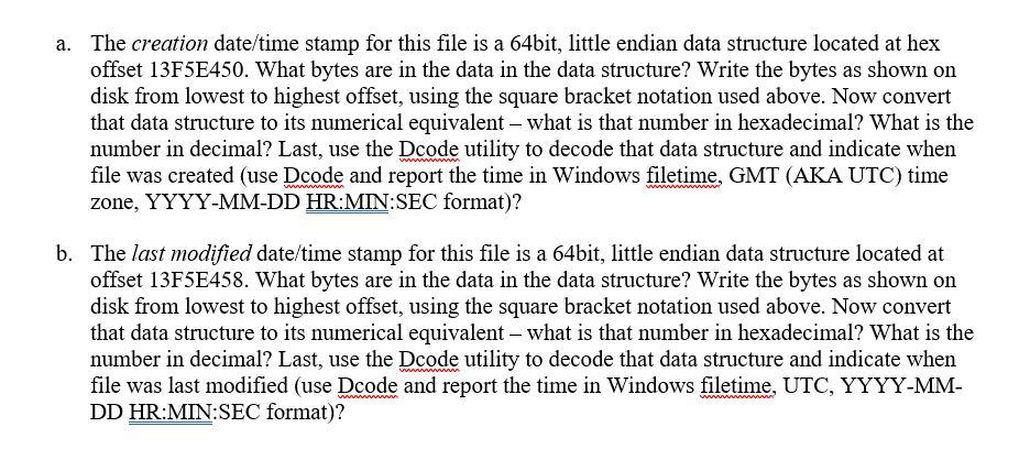 4. Understanding and decoding date/time stamps. | Chegg.com