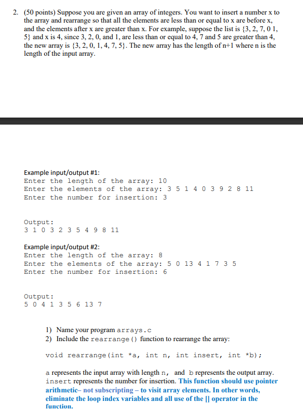 Solved 2. (50 points) Suppose you are given an array of | Chegg.com