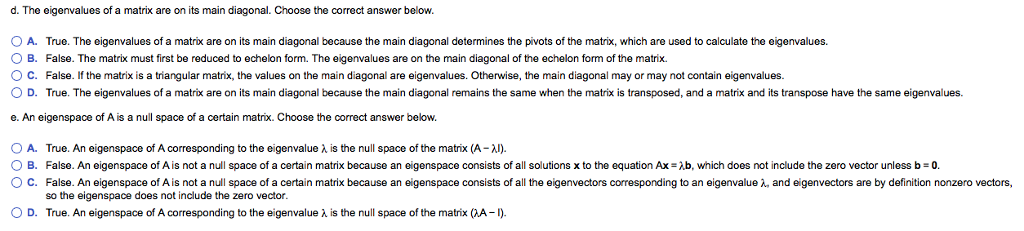 Solved Ais an nx n matrix. Mark each statement below True or | Chegg.com