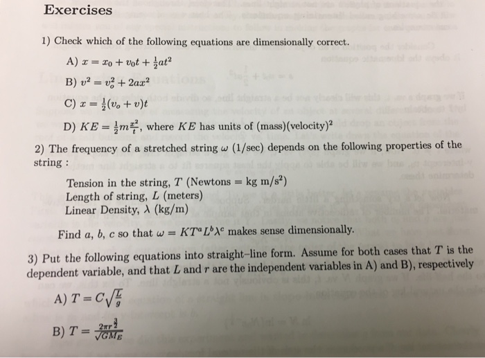 Solved Check which of the following equations are | Chegg.com