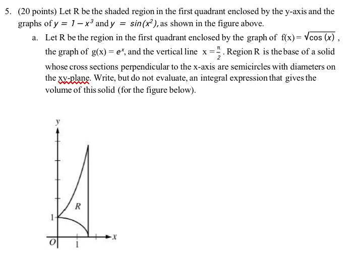Solved 5. (20 points) Let R be the shaded region in the | Chegg.com Solved 5. (20 points) Let R be the shaded region in the | Chegg.com