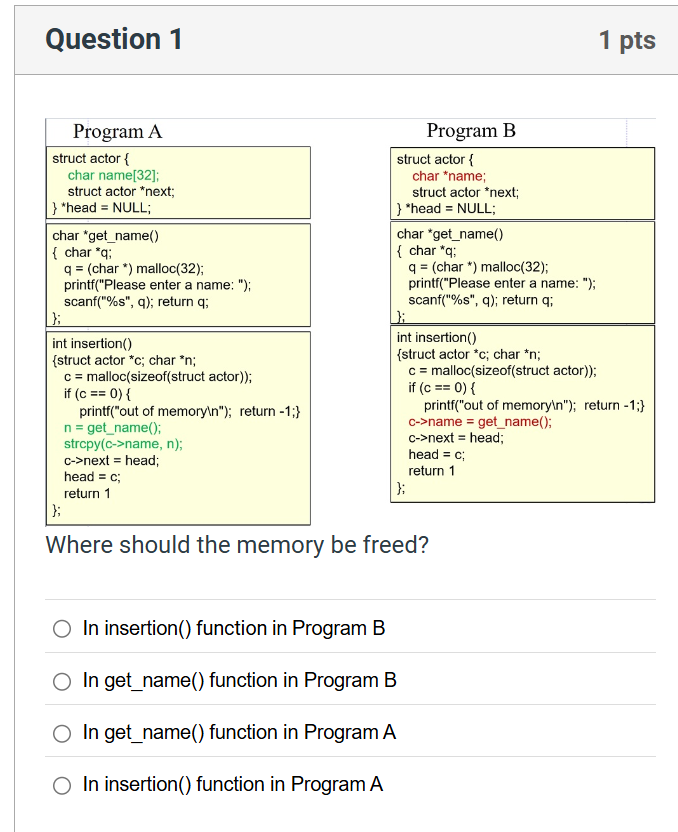Solved ```Program Astruct actor {char name[32];struct actor | Chegg.com