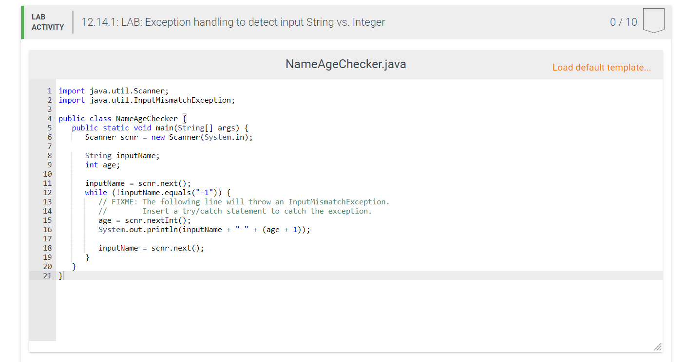 Solved 12 14 LAB Exception Handling To Detect Input Str