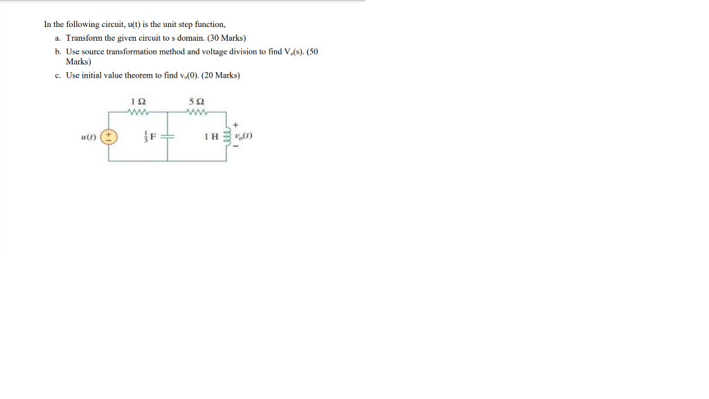 Solved In the following circuit, u(t) is the unit step | Chegg.com