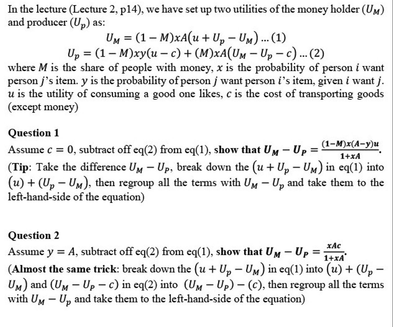 Solved In the lecture (Lecture 2, ﻿p14), ﻿we have set up two | Chegg.com