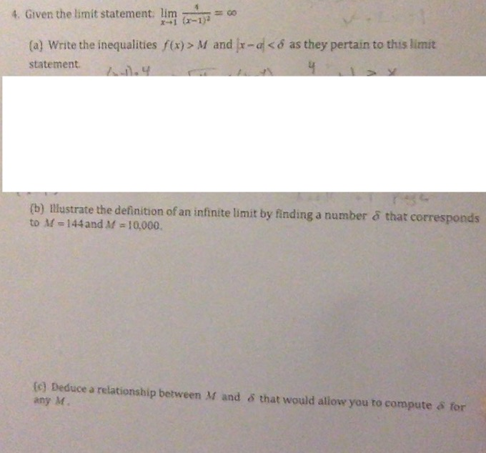 Solved 4. Given the limit statement lim anda = (a) Write the | Chegg.com