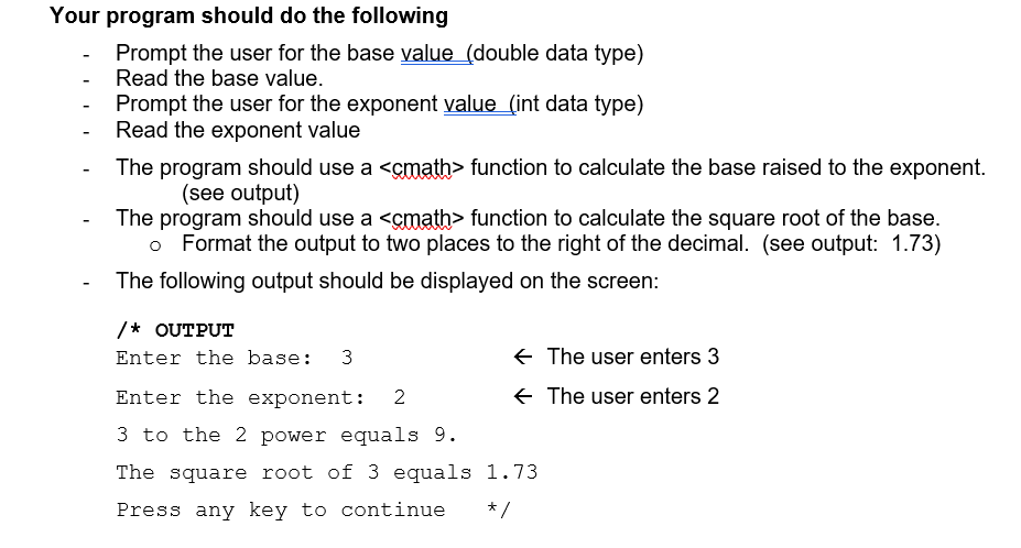 Solved Your program should do the following Prompt the user | Chegg.com