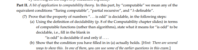 Solved Part II. A bit of application to computability | Chegg.com