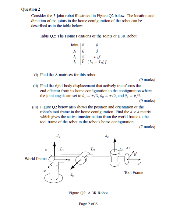Solved Question 2 Consider the 3-joint robot illustrated in | Chegg.com