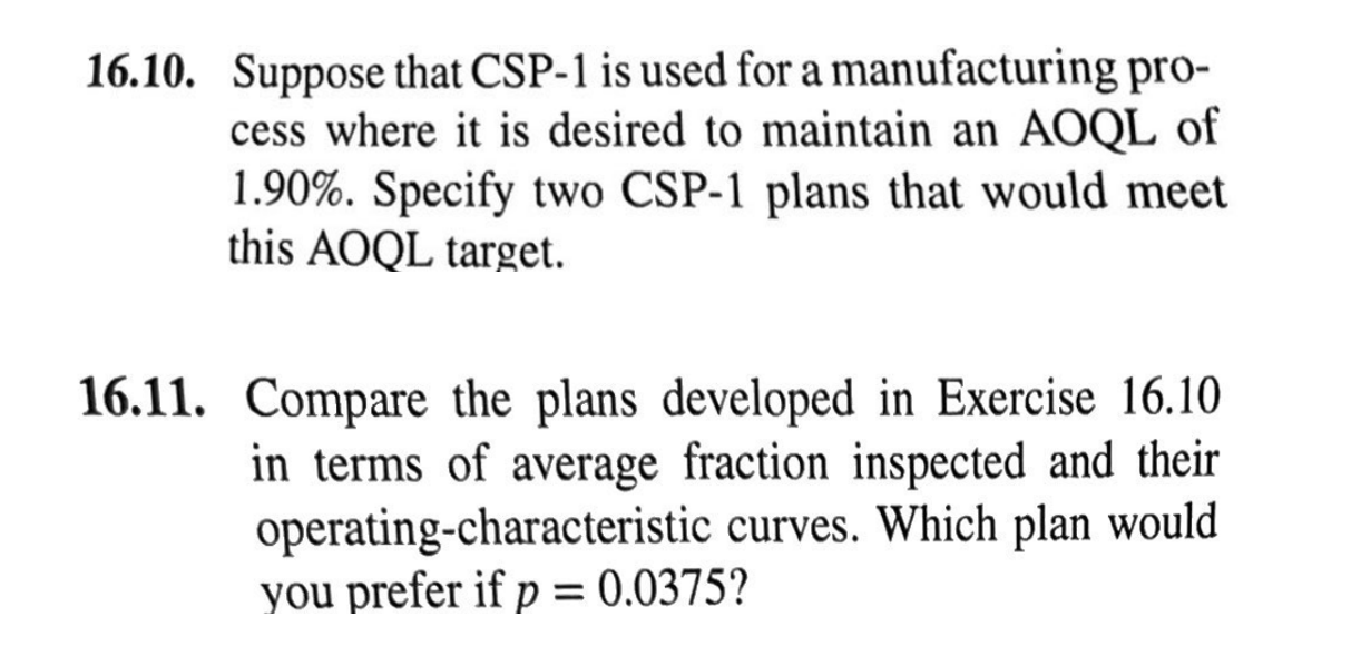 Solved 6.10. Suppose that CSP-1 is used for a manufacturing | Chegg.com