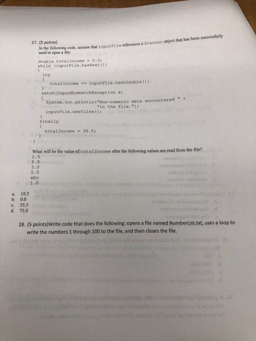 Solved 17. (5 points) In the following code, assume that | Chegg.com