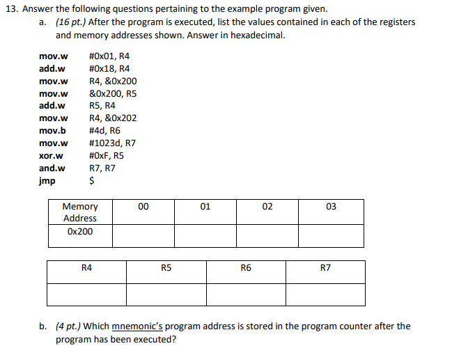Solved 13. Answer the following questions pertaining to the | Chegg.com