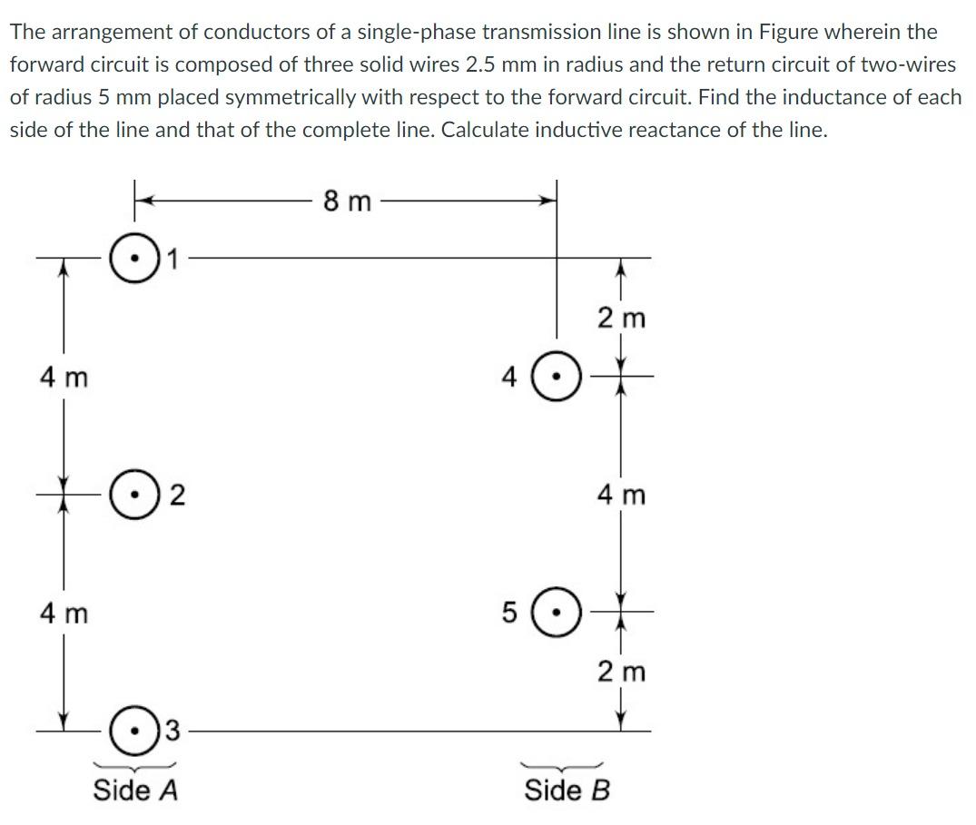 Solved The arrangement of conductors of a single-phase | Chegg.com