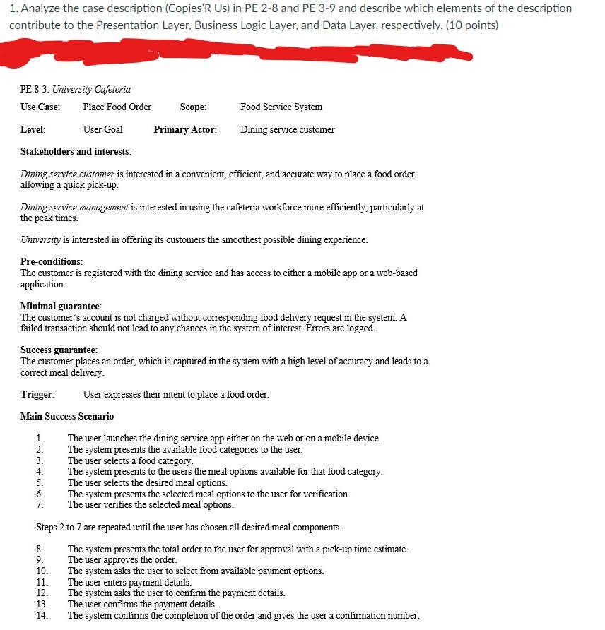 Solved 1. Analyze the case description (Copies'R Us) in PE | Chegg.com
