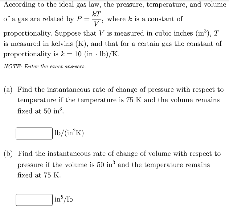 Solved 1 According to the ideal gas law, the pressure, | Chegg.com